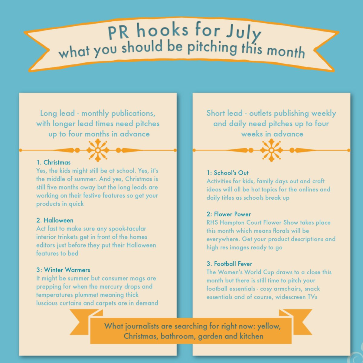 Your July PR Hooks - Home and Interiors PR Agency - jwc